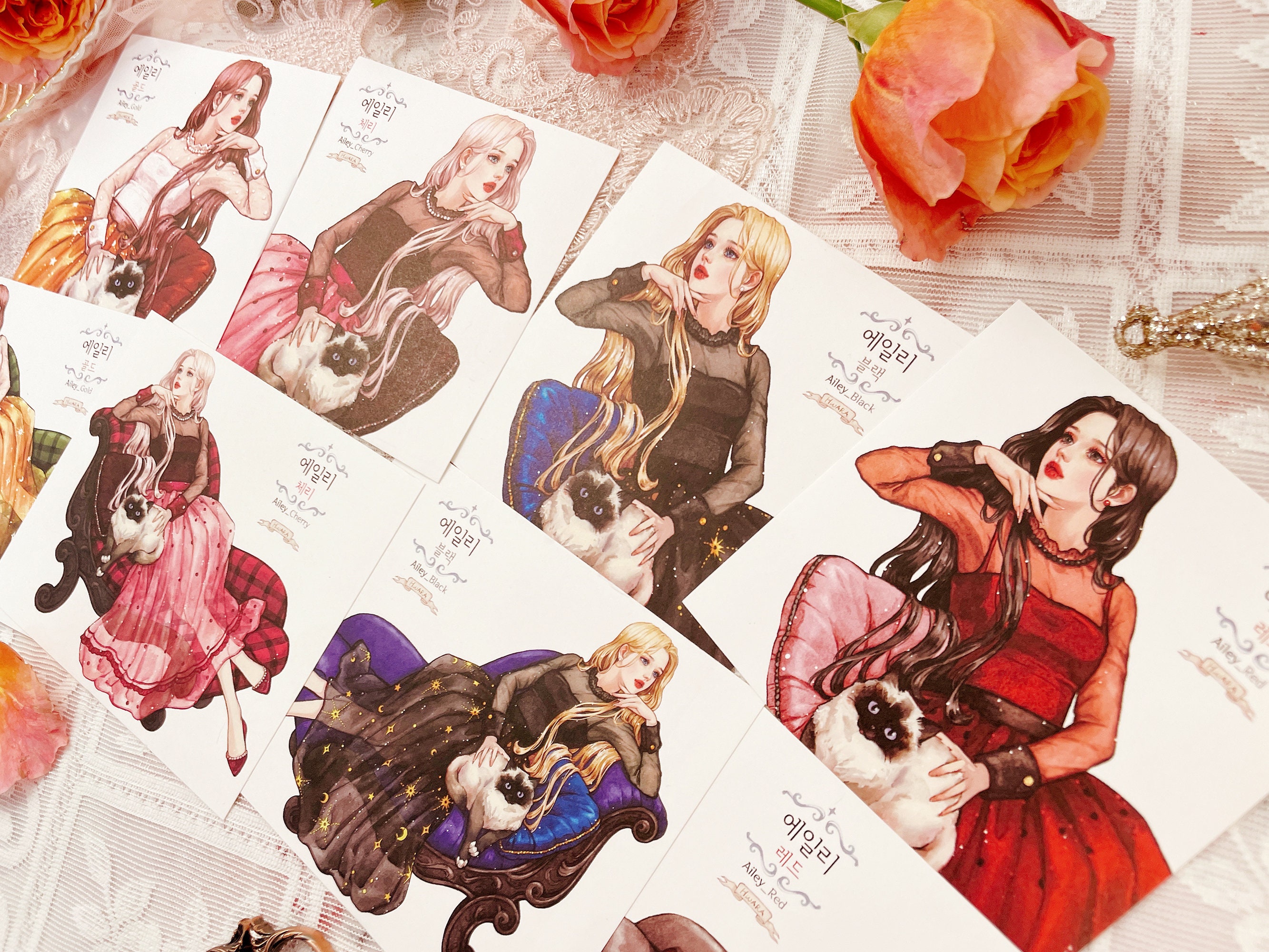 Ailey / Girl Stickers / Watercolor Illust - Etsy