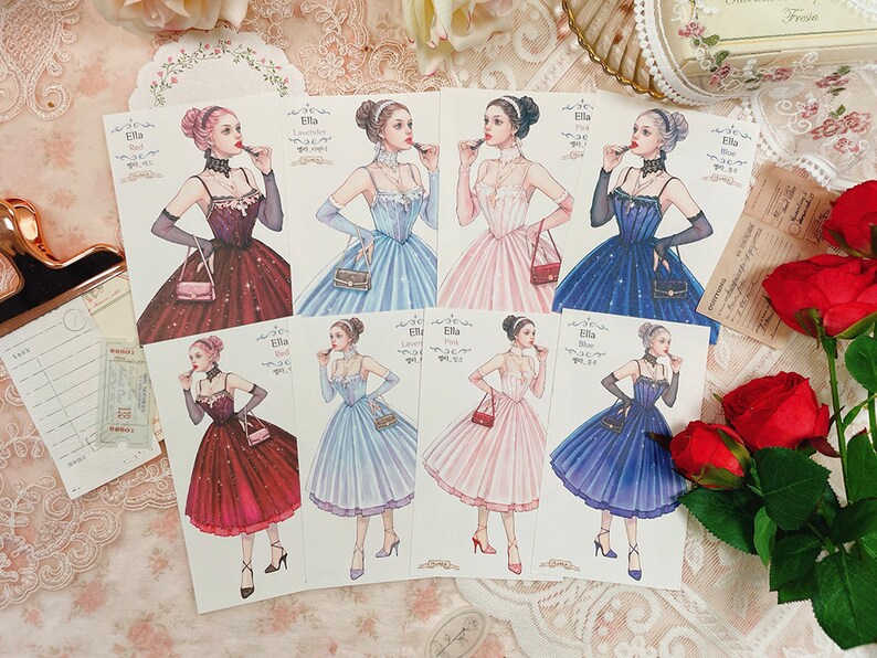 Ella/ Paper Girl Stickers / Watercolor Illust / 4color / 40sheets - Etsy