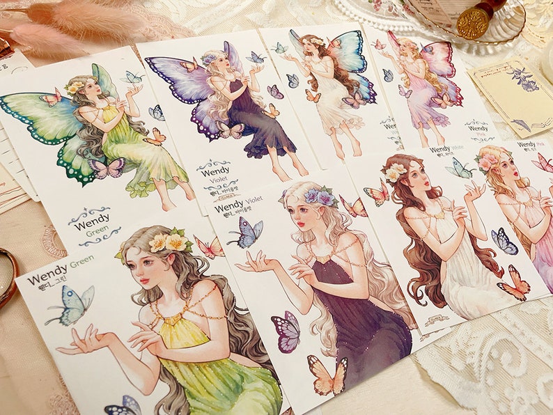 Wendy / Paper Girl Stickers / Watercolor Illust / 4color / 40sheets - Etsy