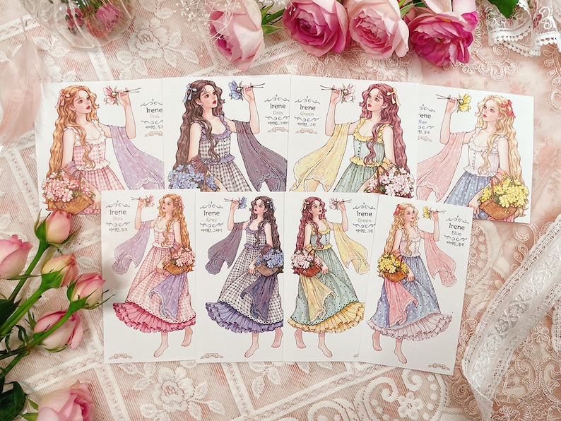 Irene / Paper Girl Stickers / Watercolor Illust / 4color / 40sheets - Etsy