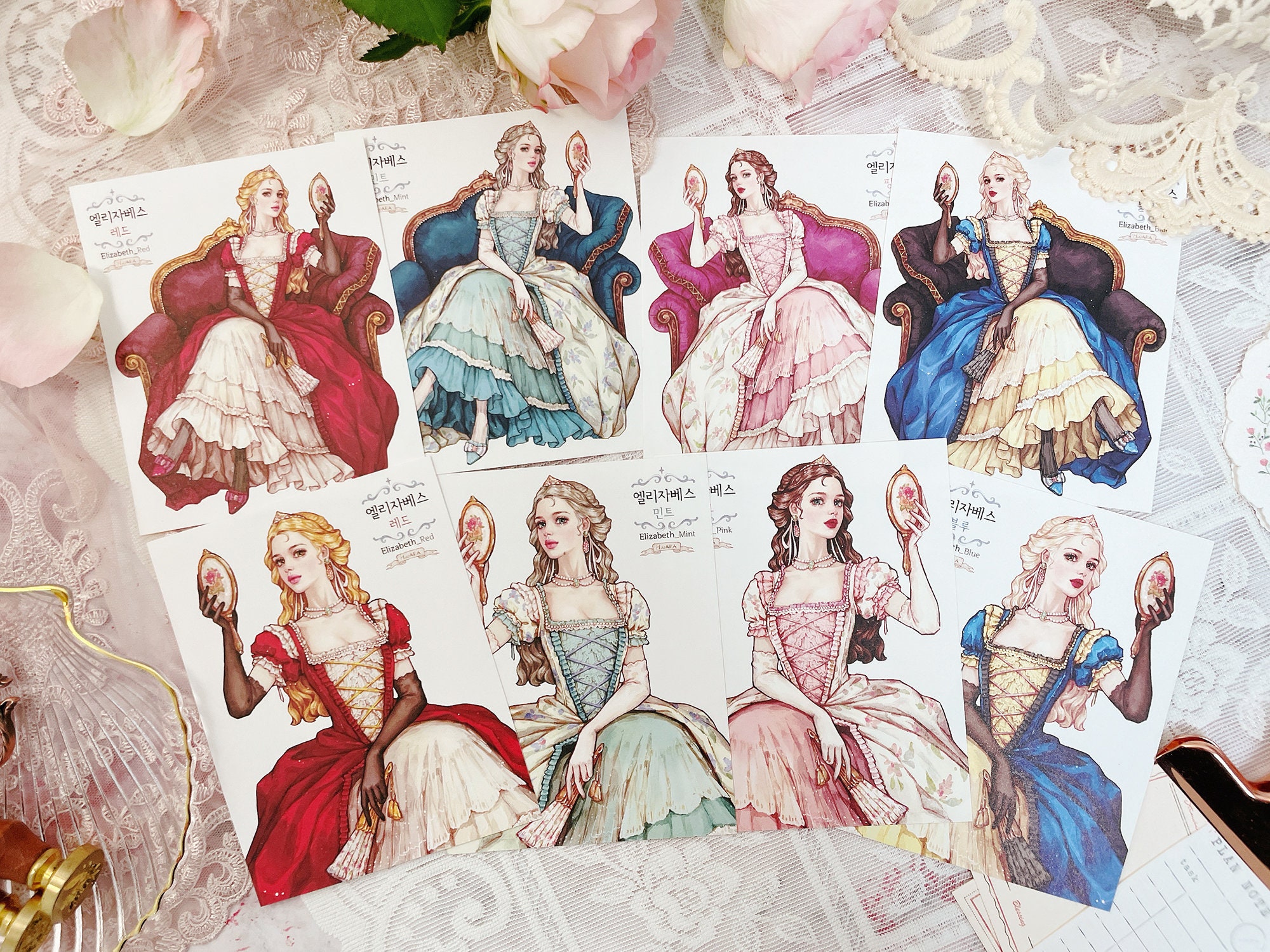 Elizabeth / Girl Stickers / Watercolor Illust - Etsy