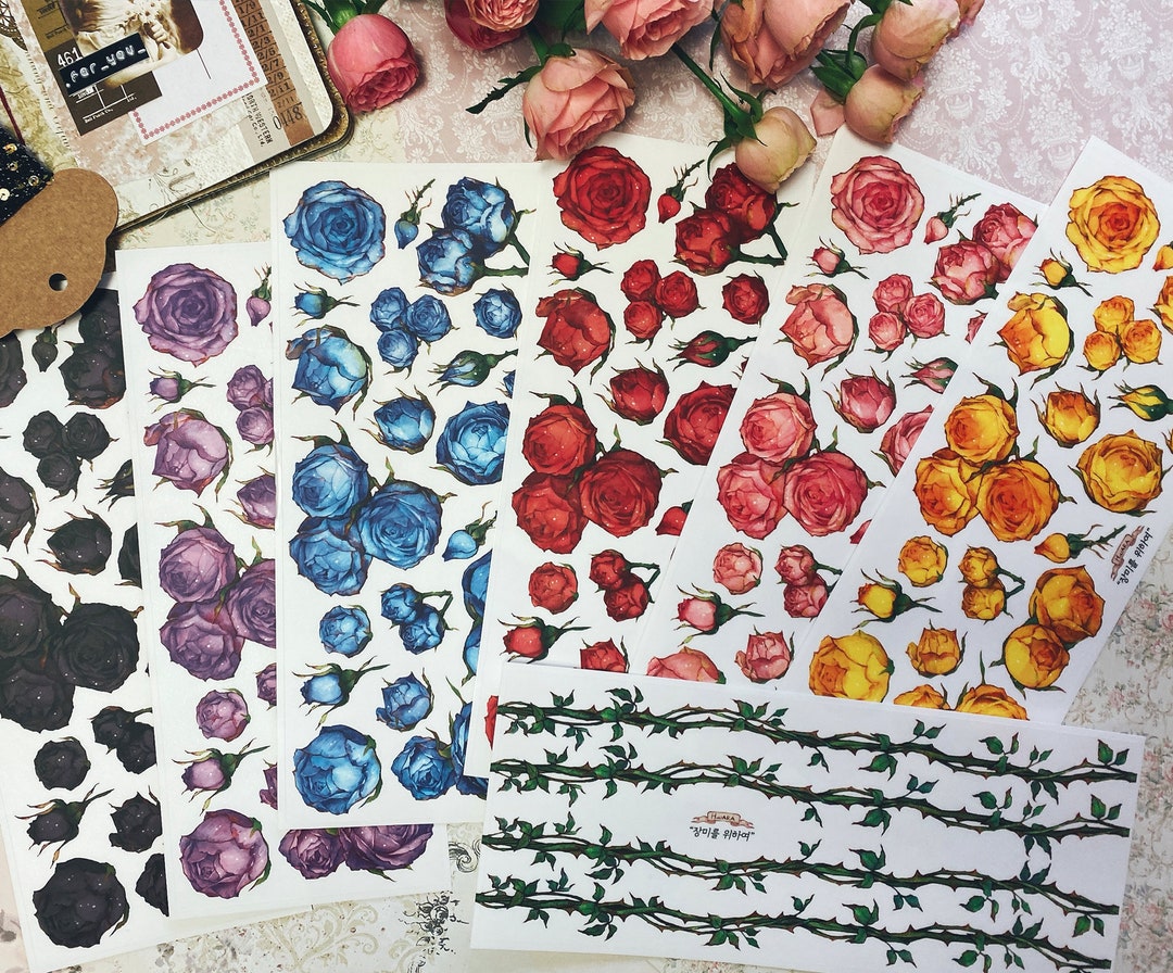 Rose Stickers / Paper Stickers /transparent Matte Stickers/ Watercolor ...