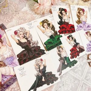 Carmen / Girl Stickers / Watercolor Illust - Etsy
