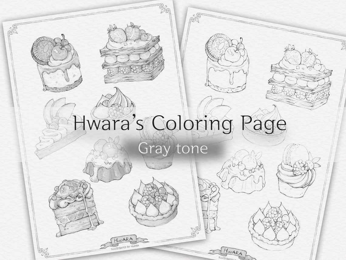 DIGITAL DOWNLOAD, Dessert Coloring, Dessert Illustrations Colouring ...