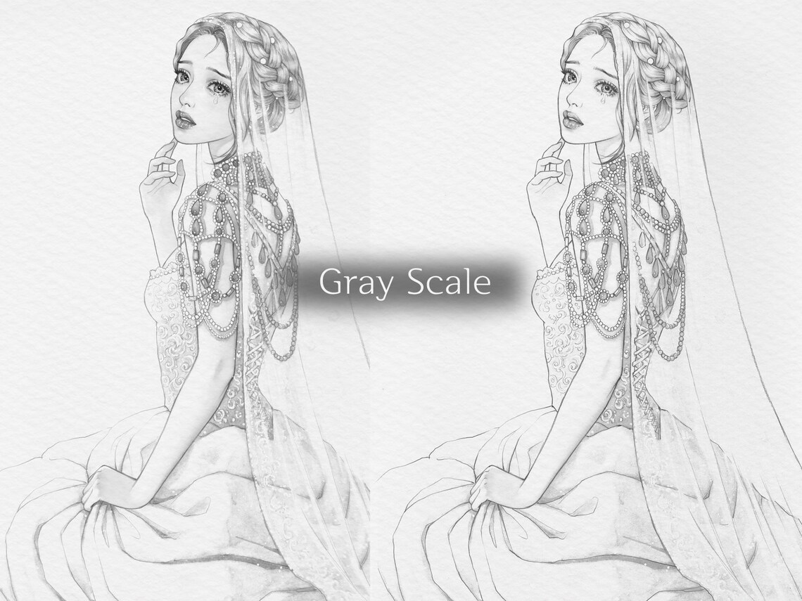 MARIA/ Coloring Page PDF for Adults, Grayscale Coloring, A4, Beautiful ...