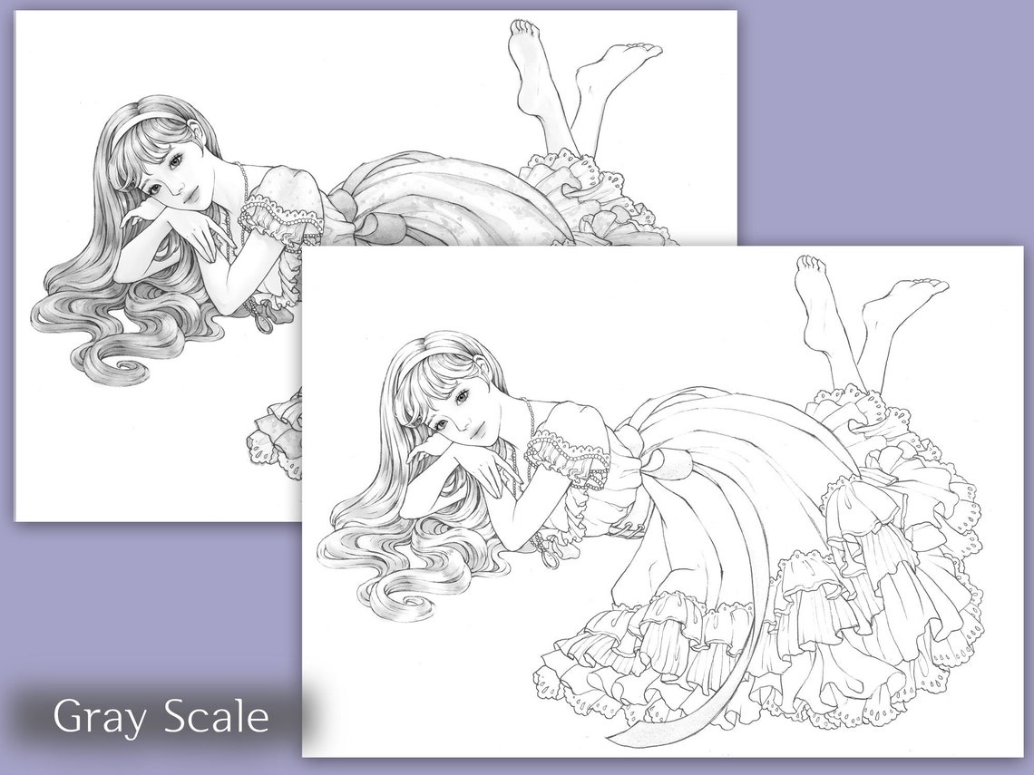 Sara / Coloring Page Coloring PDF for Adults Grayscale - Etsy