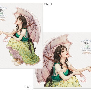 HANA / Girl Stickers / Watercolor Illust - Etsy