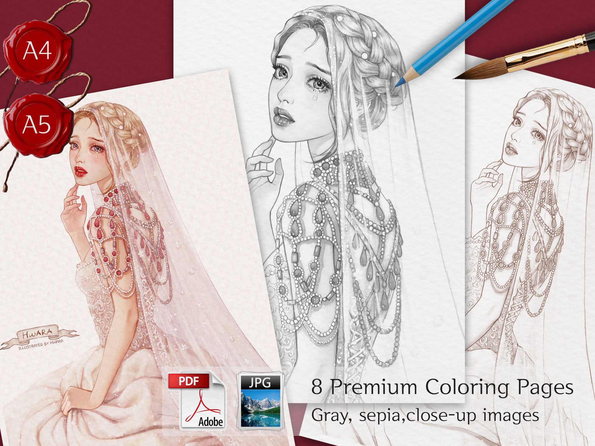 MARIA/ Coloring Page PDF for Adults Grayscale Coloring A4 - Etsy UK