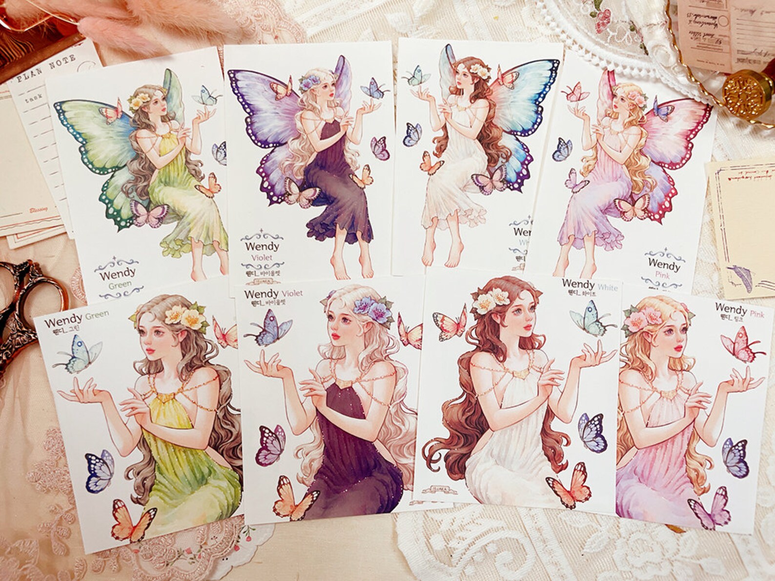Wendy / Paper Girl Stickers / Watercolor Illust / 4color / 40sheets - Etsy