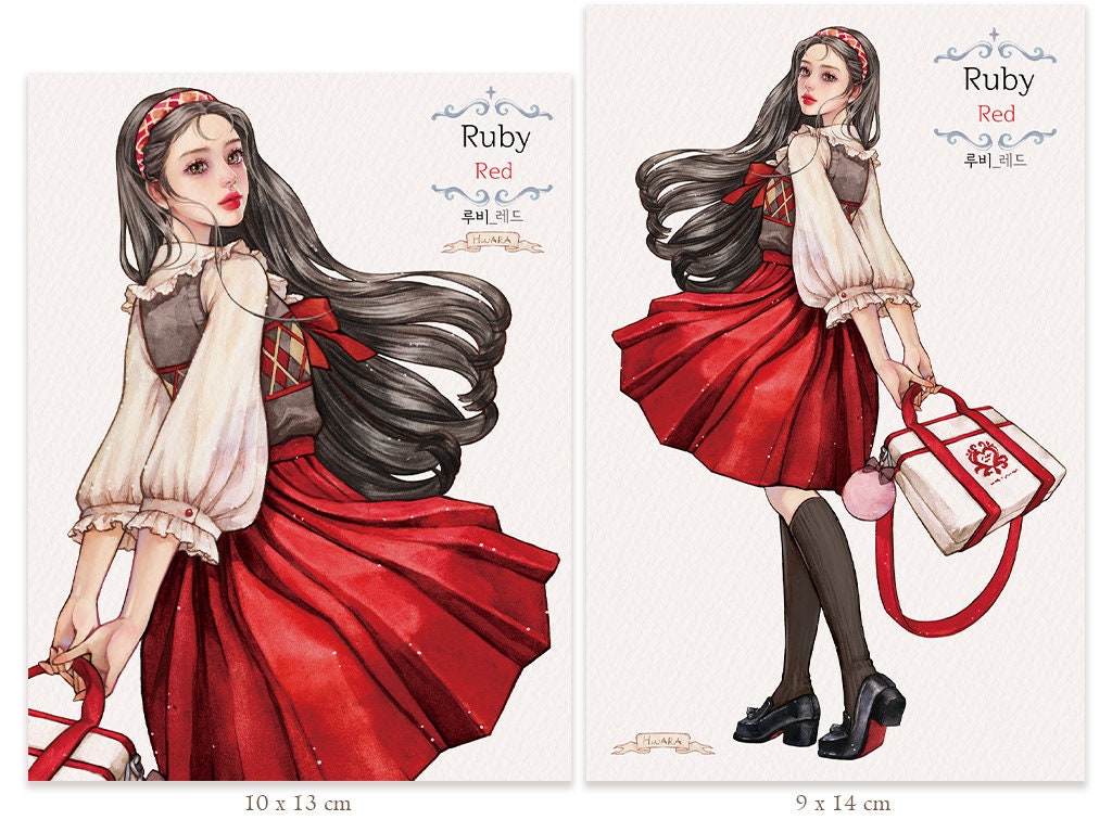 Ruby / Paper Girl Stickers / Watercolor Illust / 4color / 40sheets - Etsy