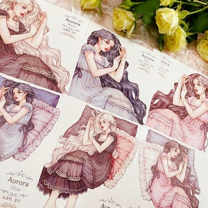 Aurora/ Paper Girl Stickers / Watercolor Illust / 4color / 40sheets - Etsy