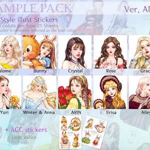 Sample Pack / Girl Stickers 20 + Transparent Sticker 2 / 6type - Etsy