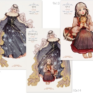 Winter&anna / Girl Stickers / Watercolor Illust - Etsy