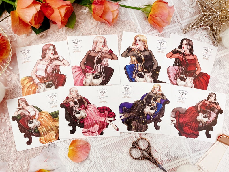 Ailey / Girl Stickers / Watercolor Illust - Etsy