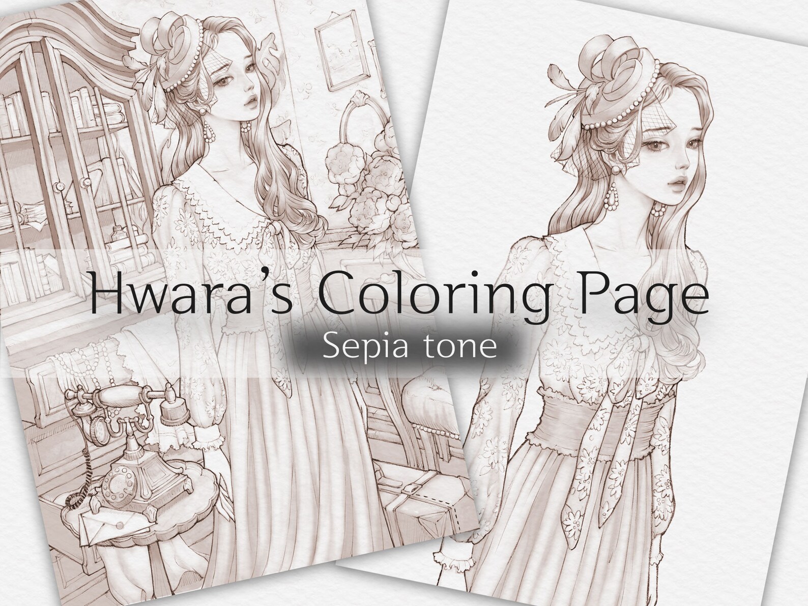 ANTIQUE / Coloring Page PDF for Adults Grayscale Coloring - Etsy