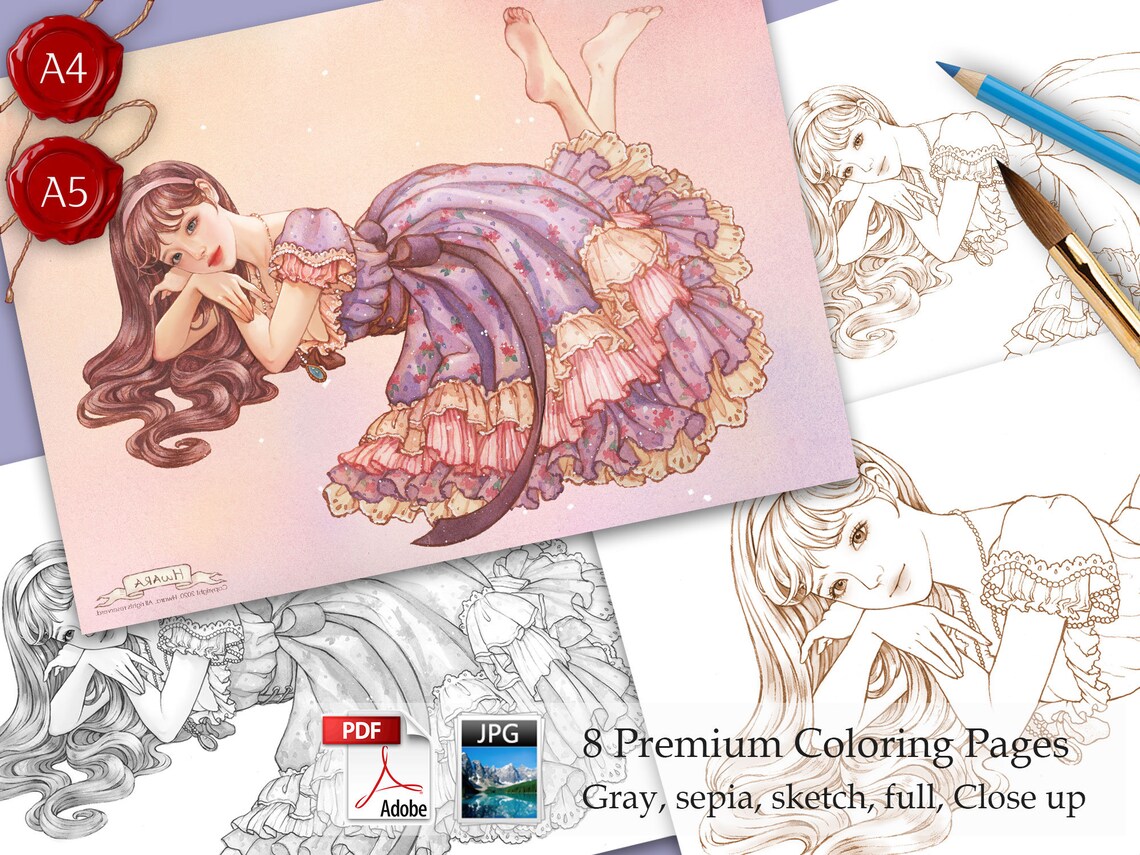 Sara / Coloring Page Coloring PDF for Adults Grayscale - Etsy