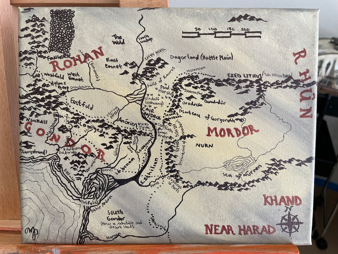 Map of Mordor- 10x8 Acrylic on Canvas. - Etsy