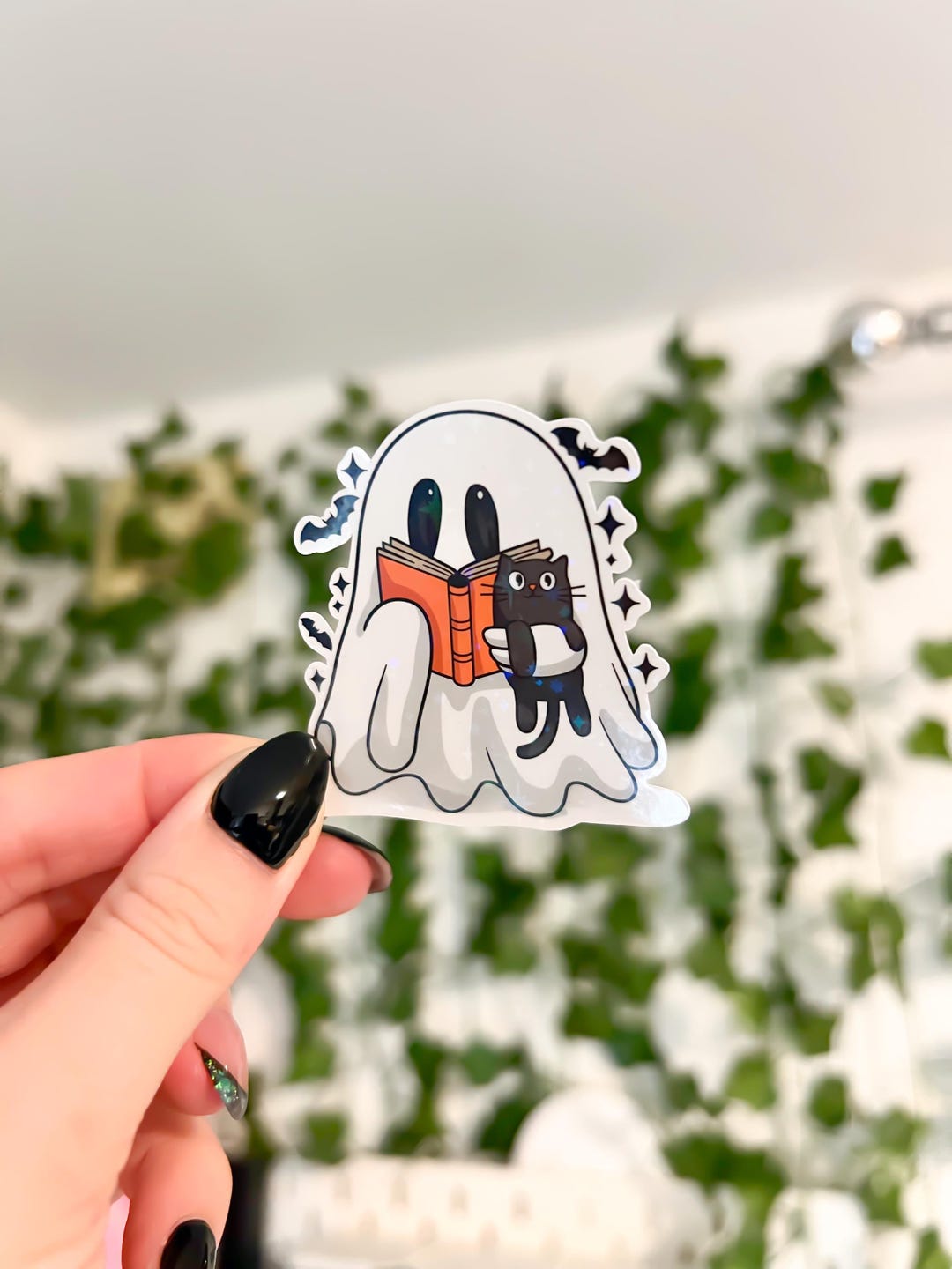 Ghost Reading, Cute Ghost Reading Book, Cat Ghost, Ghost Reader ...