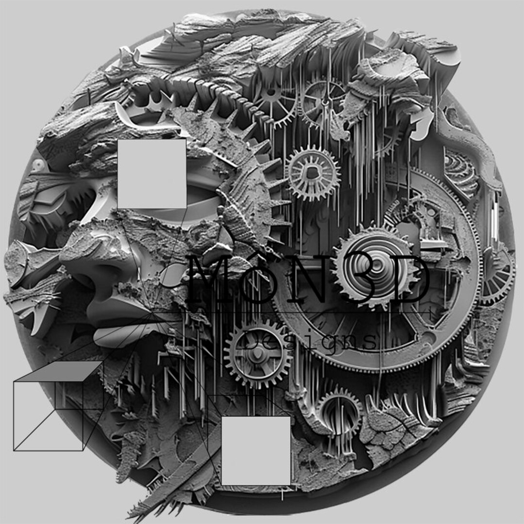 COINS Abstract Mixed Circular Clockwork Gears Pattern & Face 3D Relief ...