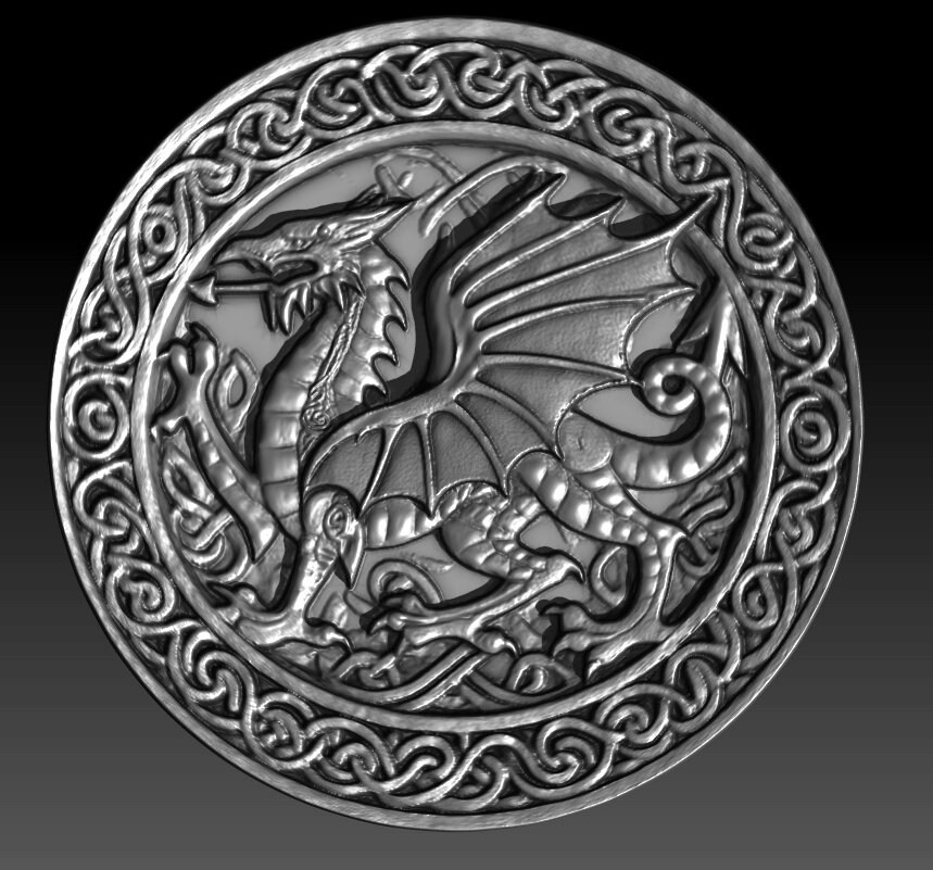COINS Welsh Dragon With Celtic Knot Surround 3D Sculpture - Perfect for ...