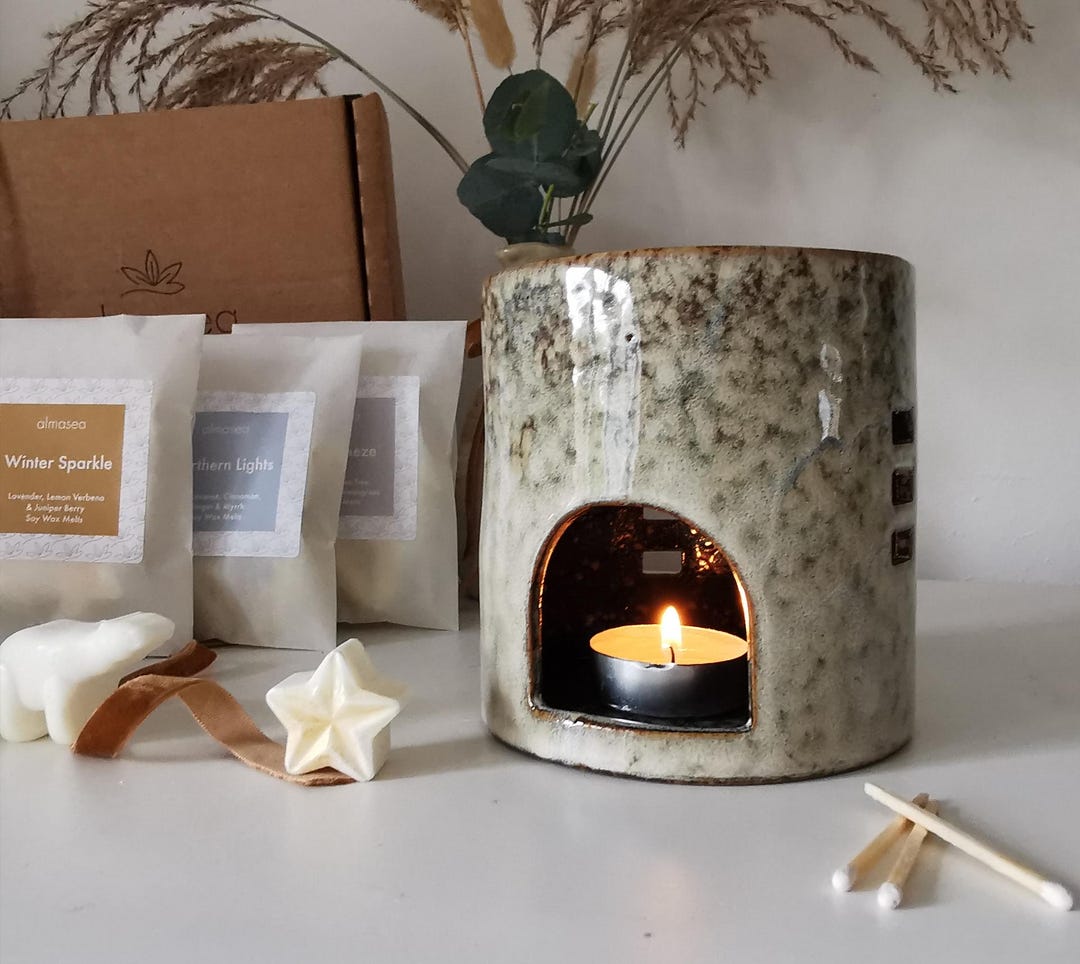 Reactive Glaze Wax Burner Handcrafted Set Christmas Gifts Winter Hand ...