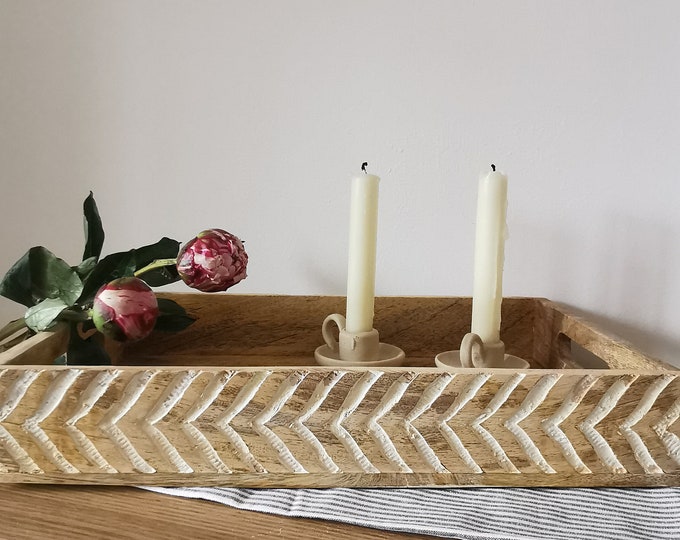 Mango Wood Trays Serving Display Tray Patterned Decorative Kitchen Tray ...