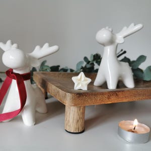 Ceramic Reindeers Christmas Ornament Festive Decoration White Reindeer ...