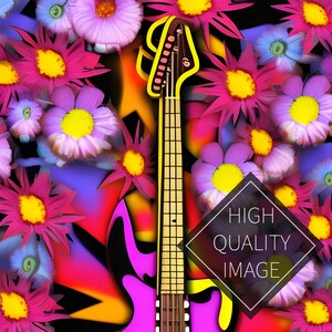 Rockin' Flower Power Poster, Music Room Wall Art, Rock N' Roll Music ...