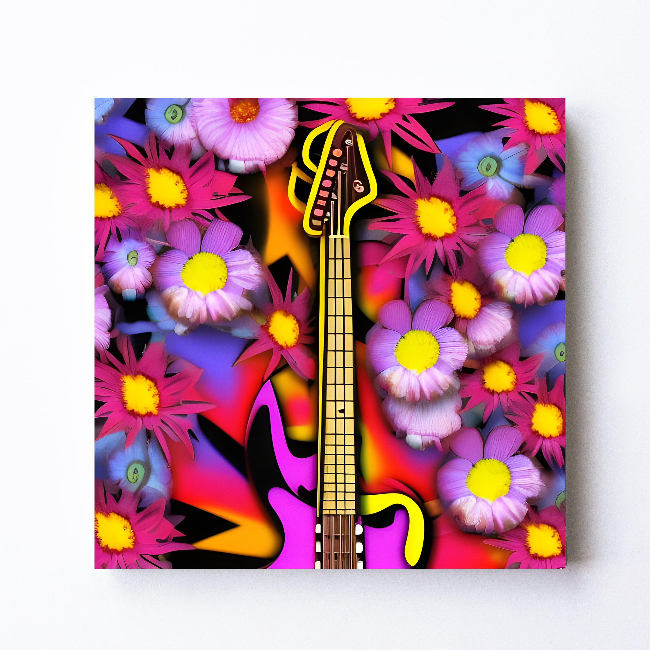 Rockin' Flower Power Poster, Music Room Wall Art, Rock N' Roll Music ...