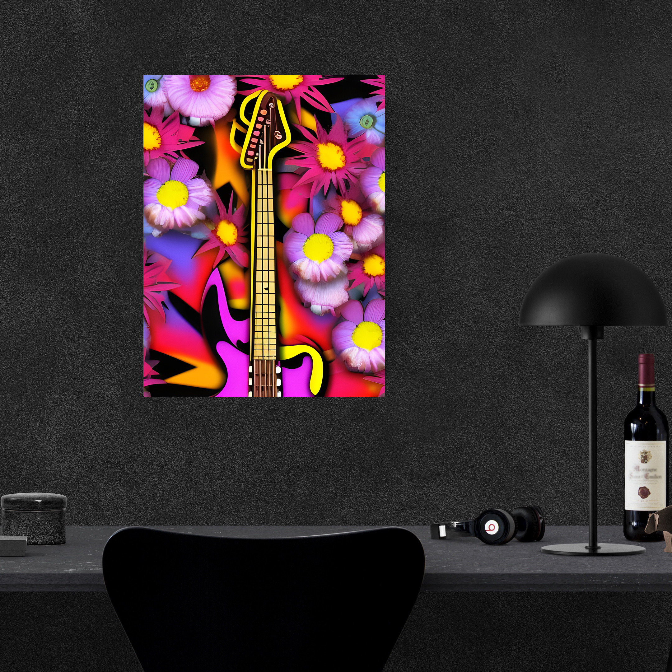 Rockin' Flower Power Poster, Music Room Wall Art, Rock N' Roll Music ...