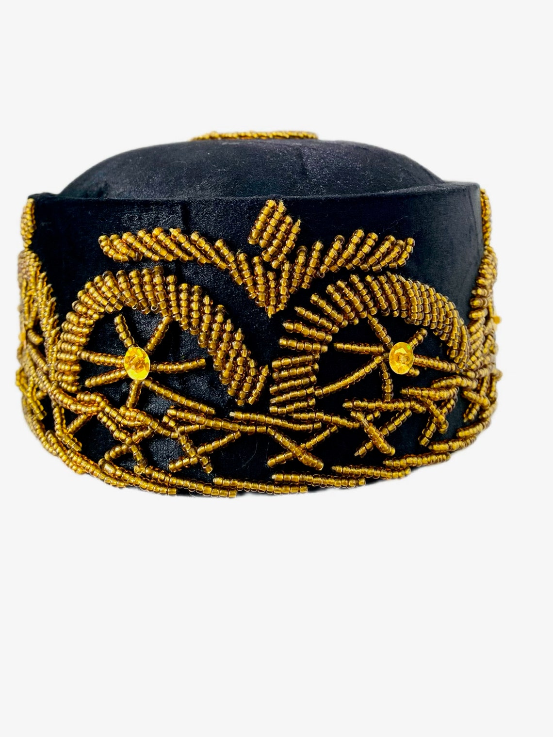 Hand Beaded African Mens Hat / Black Igbo Cap / Traditional Chieftaincy ...
