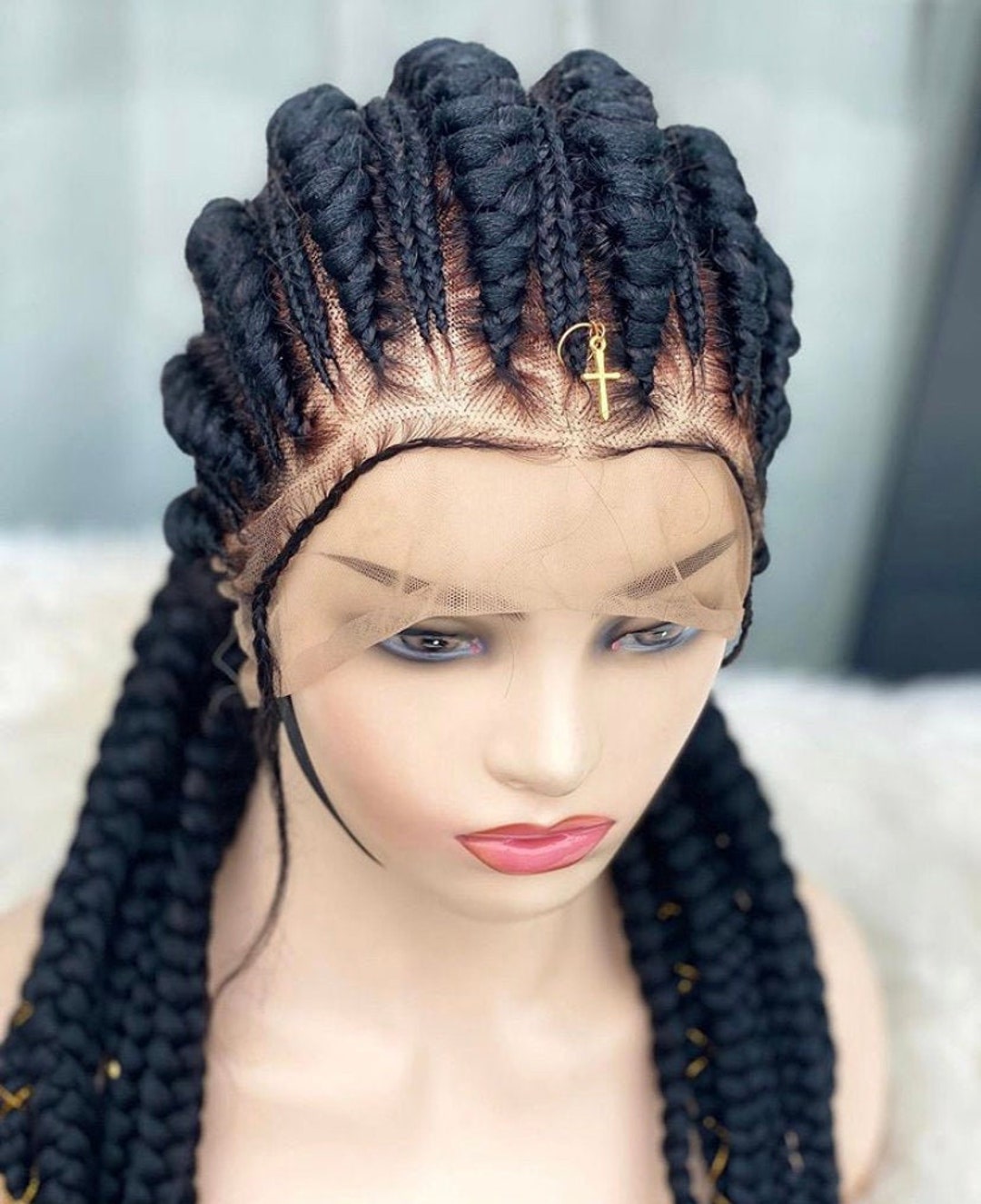 Black Girl Wig Braided Wig Alopecia Wig Cancer Wig cornrows Wig - Etsy