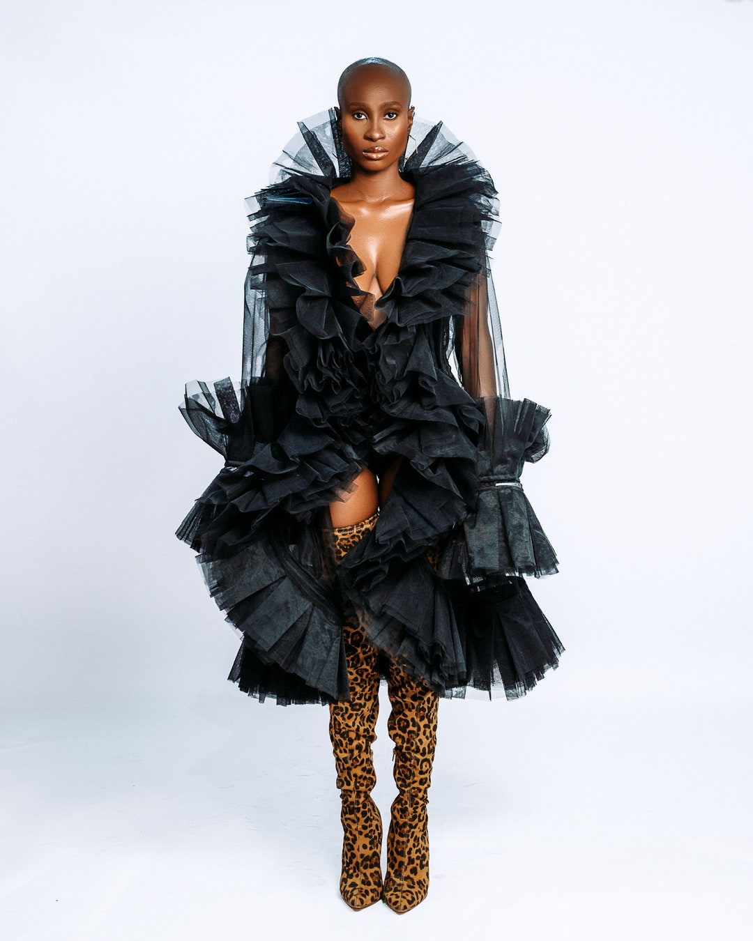 Black Robe Dress Ruffled Sleeves Long Flowing Dress Photo - Etsy