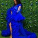 Royal Blue Fluffy Tulle Robe, House Coat, Boudoir Dressung Robe ...