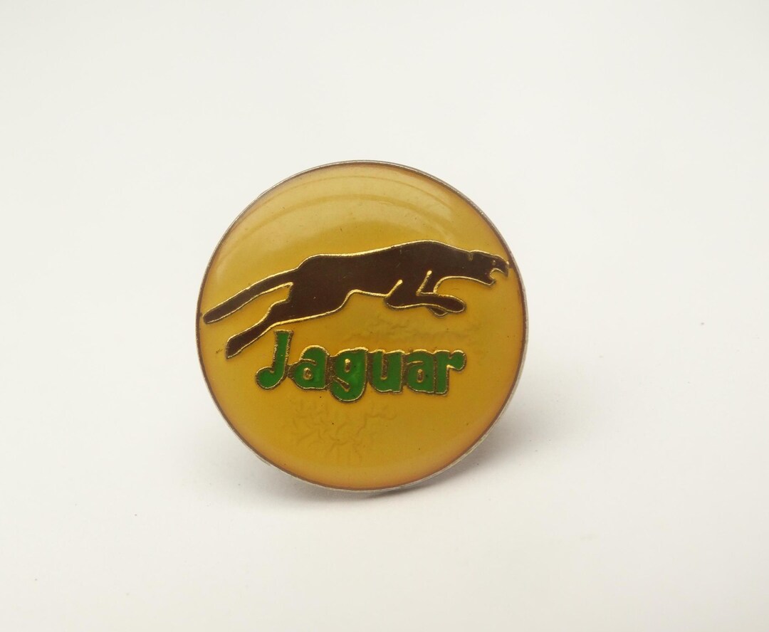 Vintage Jaguar Pin Round Yellow Car Logo Badge - Etsy