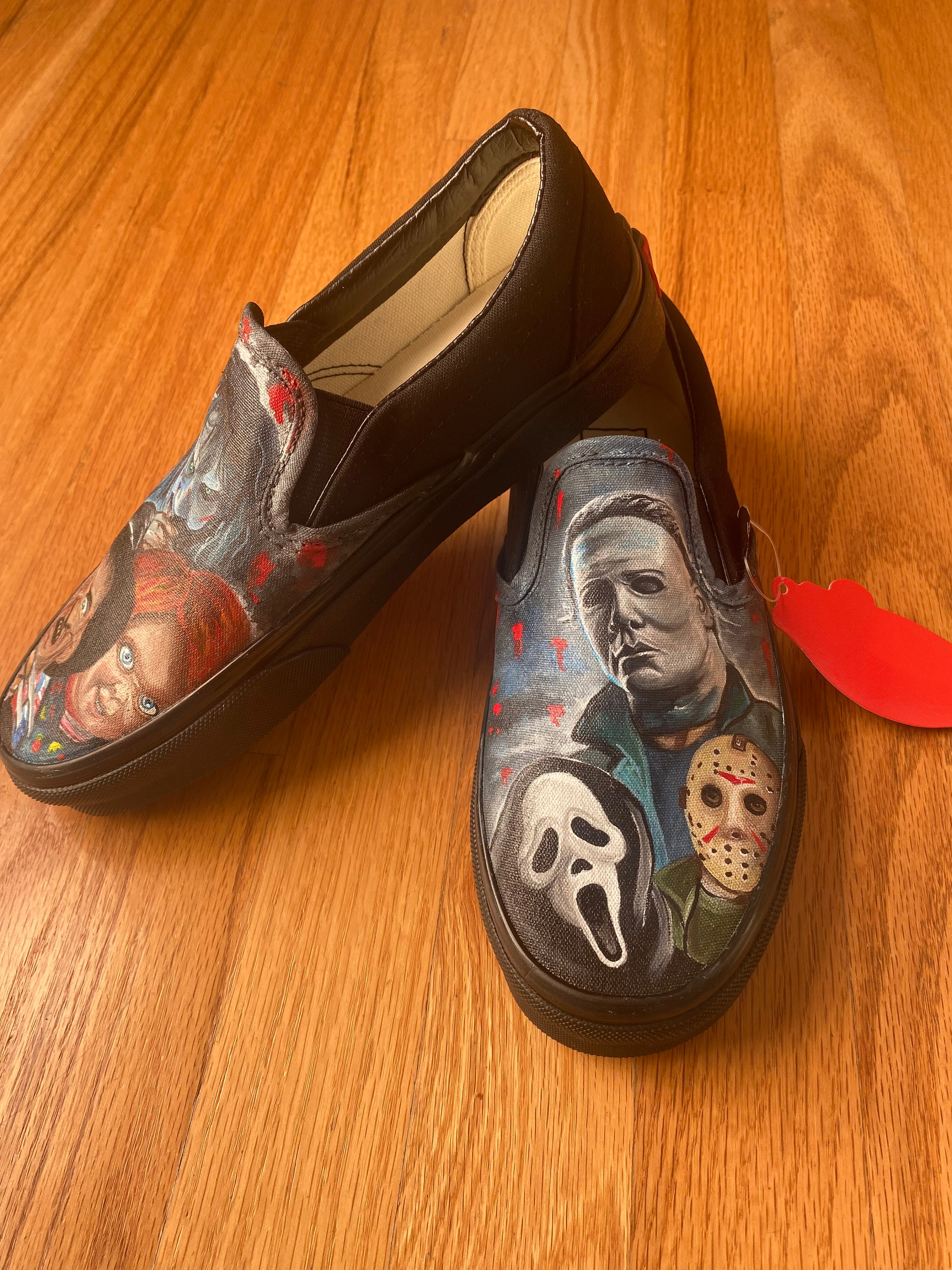 Halloween Themed Hand Painted Shoes, Scary Painted Vans - Etsy