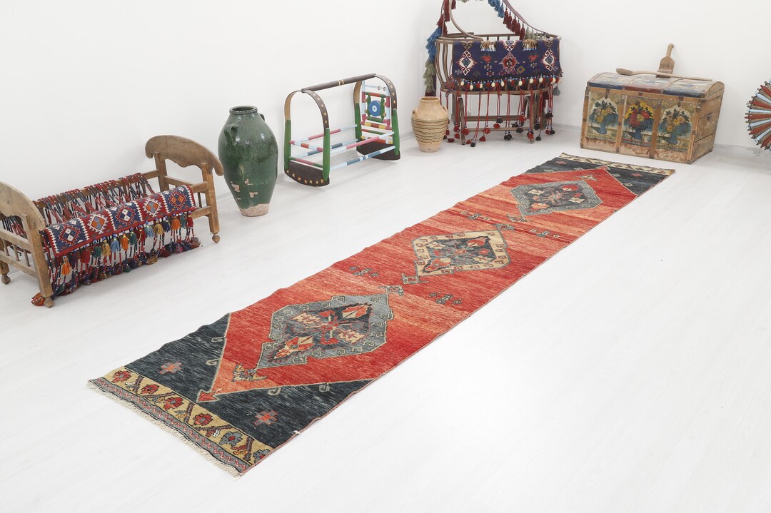 3x13, Wool Runner Rug, Kitchen Rug, Runner 3x13, Turkish Runner ...