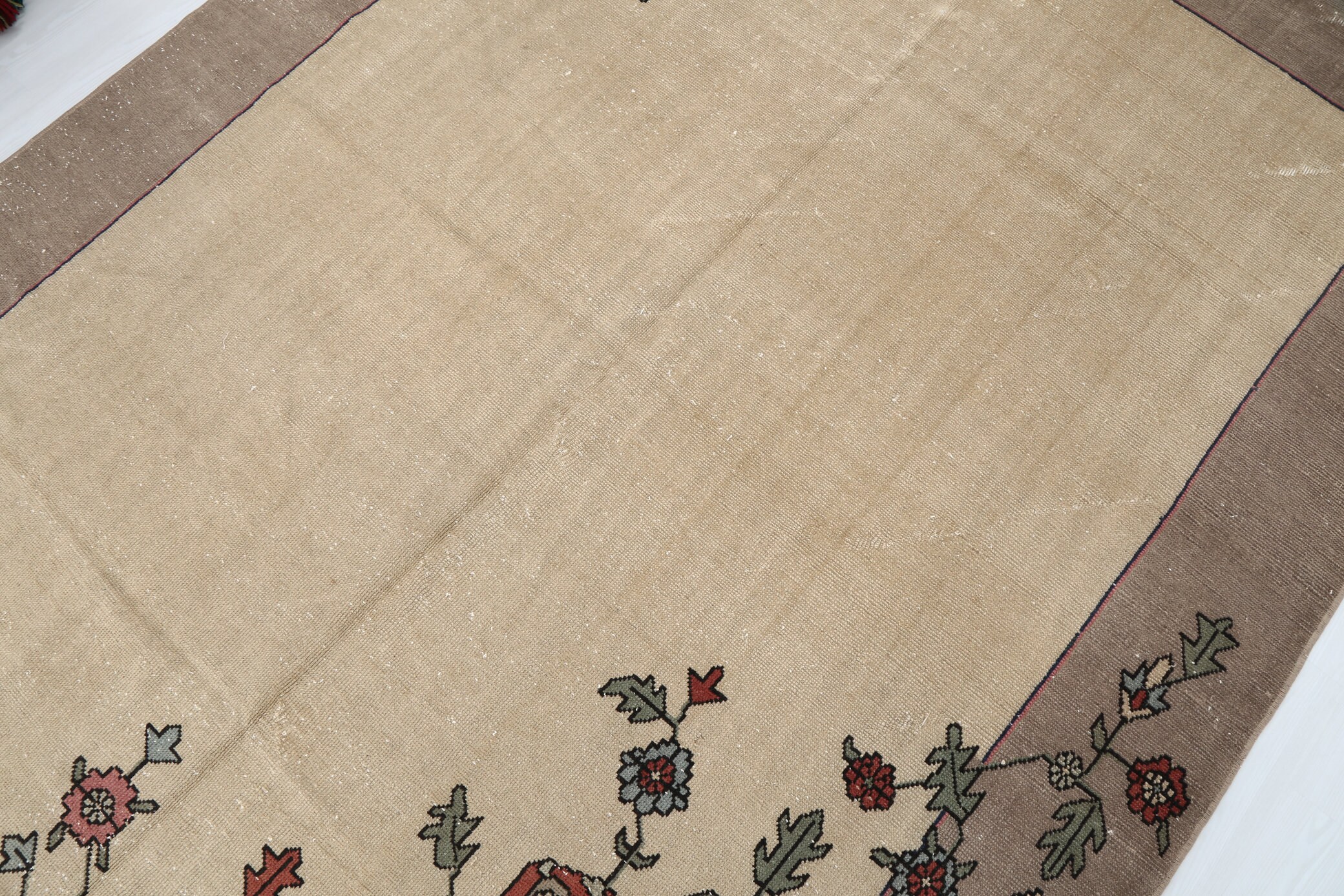 7x9 Floral Pattern Rug Beige Brown Carpet Turkish Rug | Etsy