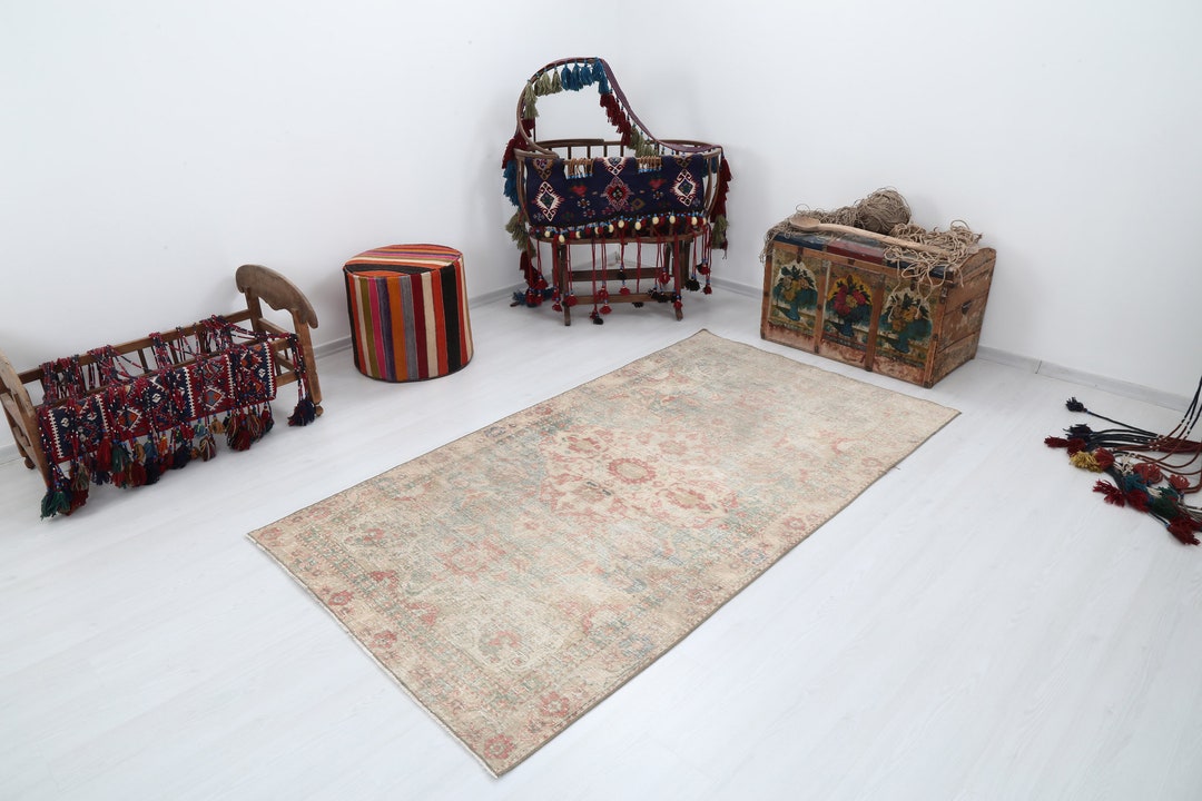 4x7 VINTAGE AREA RUG Turkish Old Nomadic Handmade Wool Area - Etsy