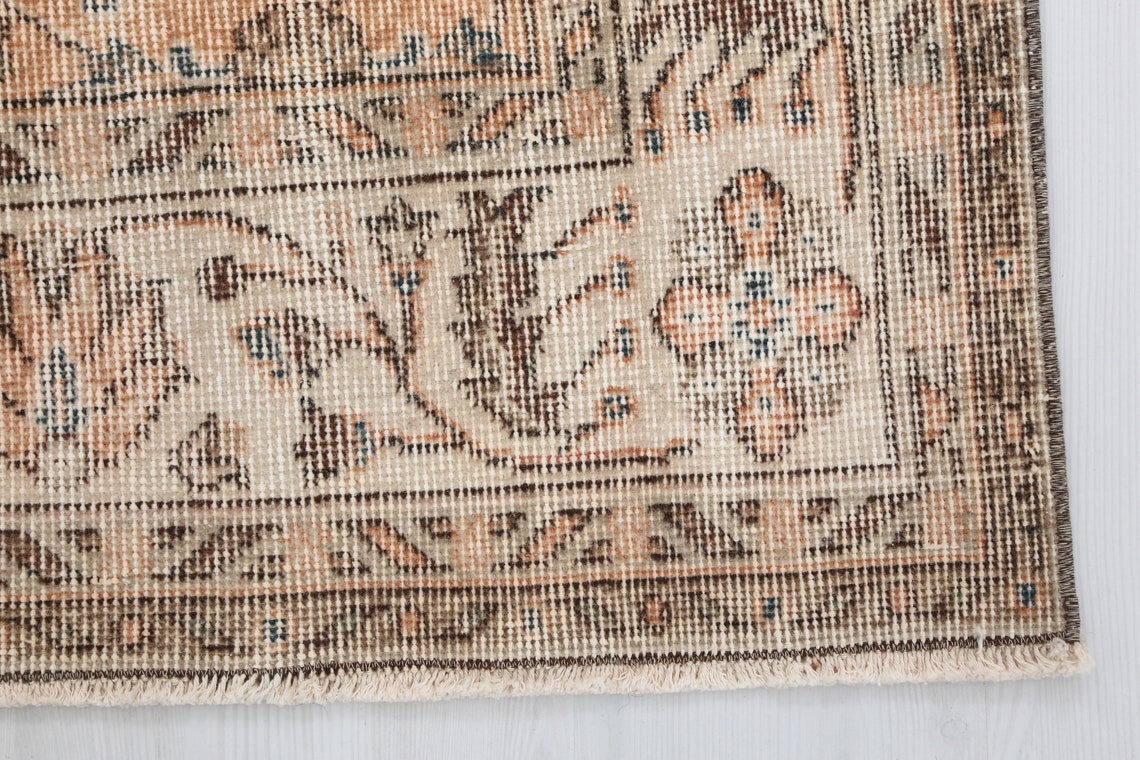 5x10 Area Rug Beige Border Blue Floral Orange Carpet Soft | Etsy