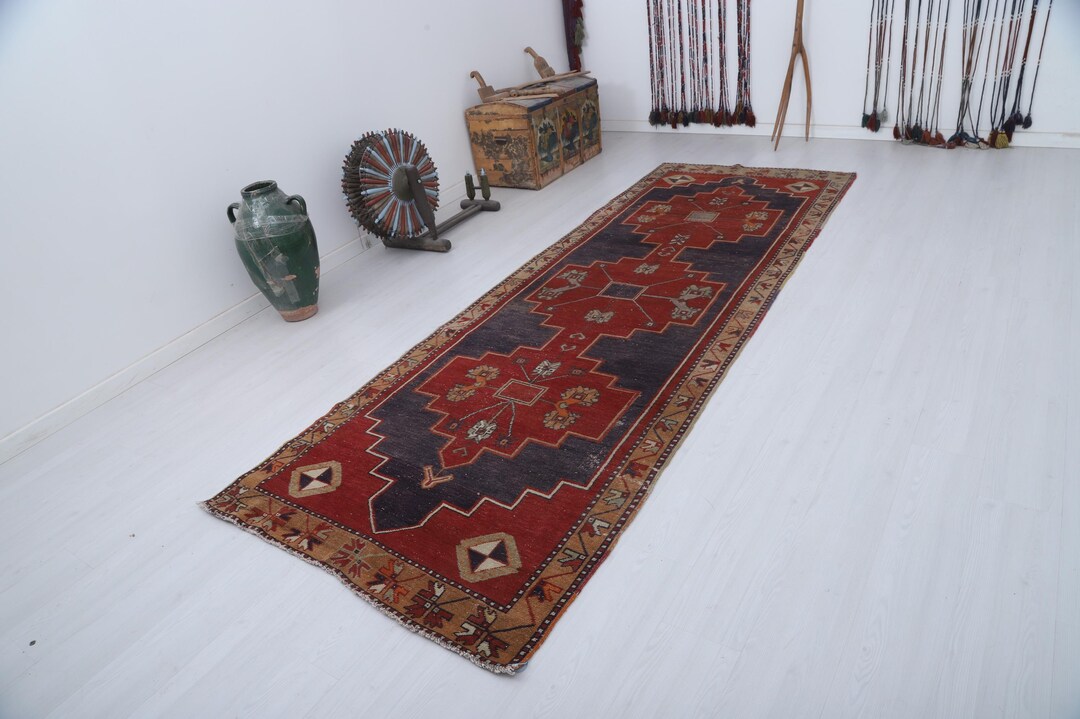 4x12 Turkish Runner, Vintage Runner 4x12, Oushak Runner, Runner Rug ...