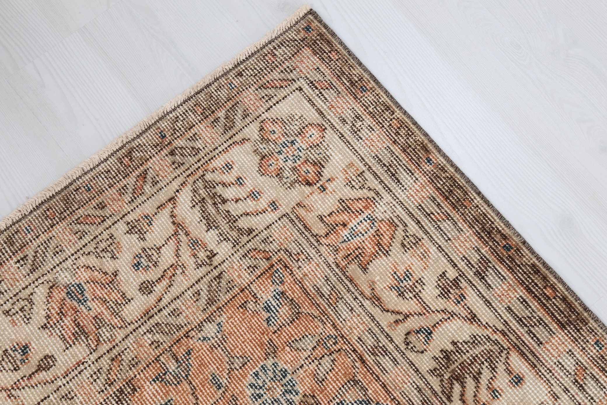 5x10 Area Rug Beige Border Blue Floral Orange Carpet Soft | Etsy