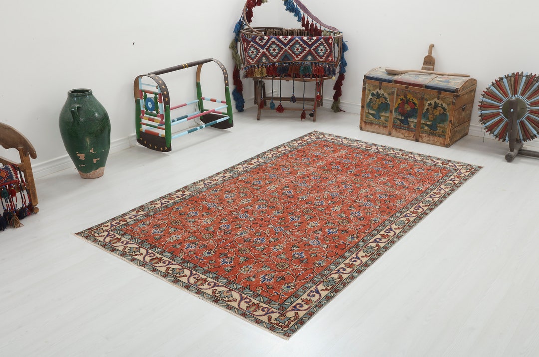 5x8 Area Rug, Bohemain Rug, Antique Rug, Anatolian Rug, Oushak Turkish ...
