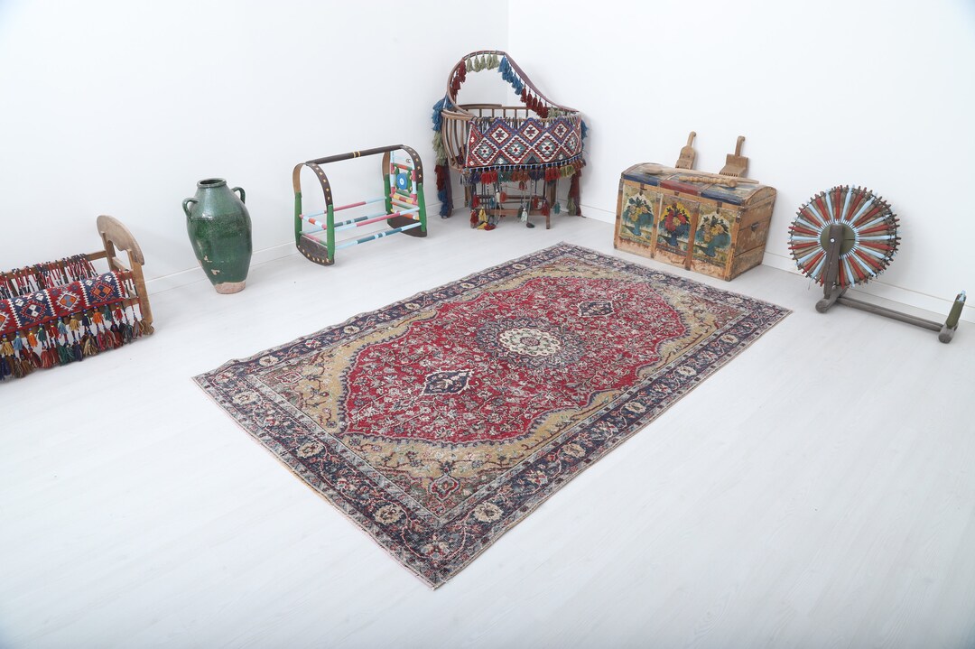 Colorful Rug, Living Room Rug, 5x9 Area Rug, Vintage Rug, 5x9 Turkish ...