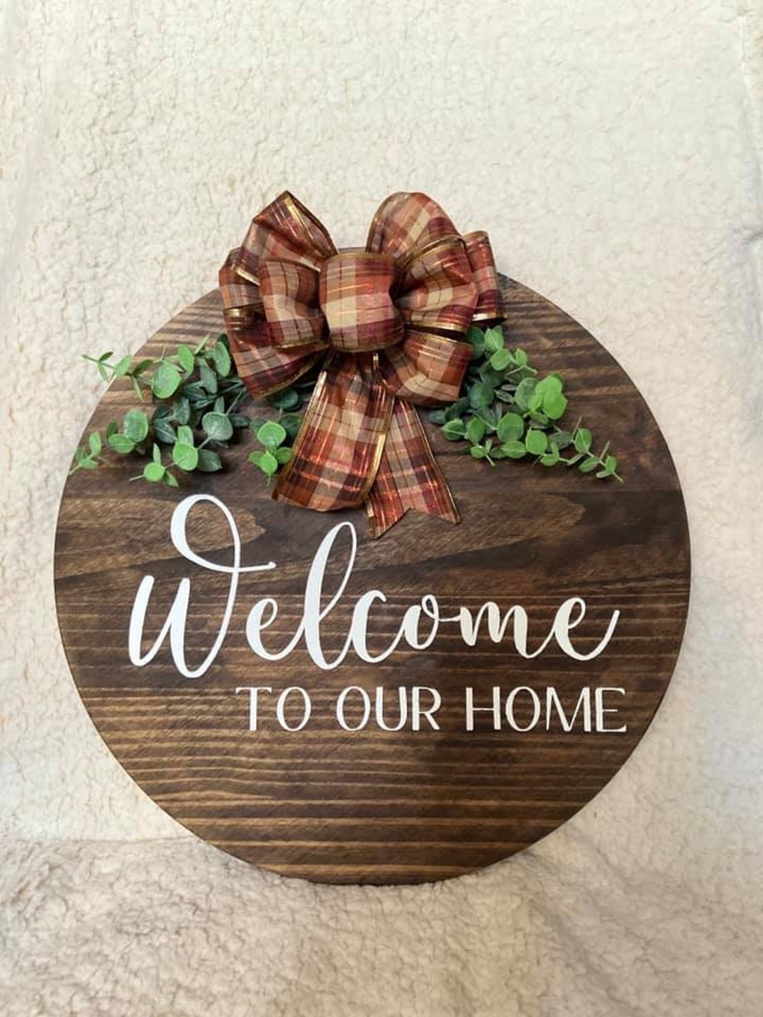 Welcome Round Wood Sign - Etsy