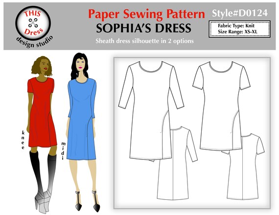 Printed Paper Sewing Pattern Women's Sheath Dress With | Etsy