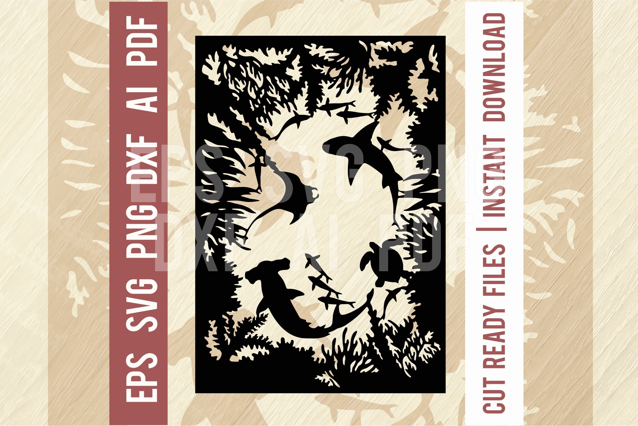 Underwater World Svg, Marine Life SVG, Sharks Marine SVG, Underwater ...