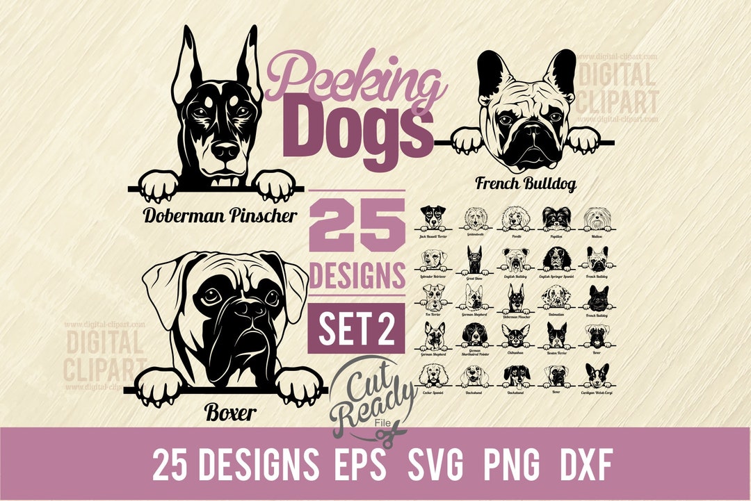 Peeking Dogs Set 2 Svg, BUNDLE 25, Cut Vector SVG 25 Designs Clipart ...