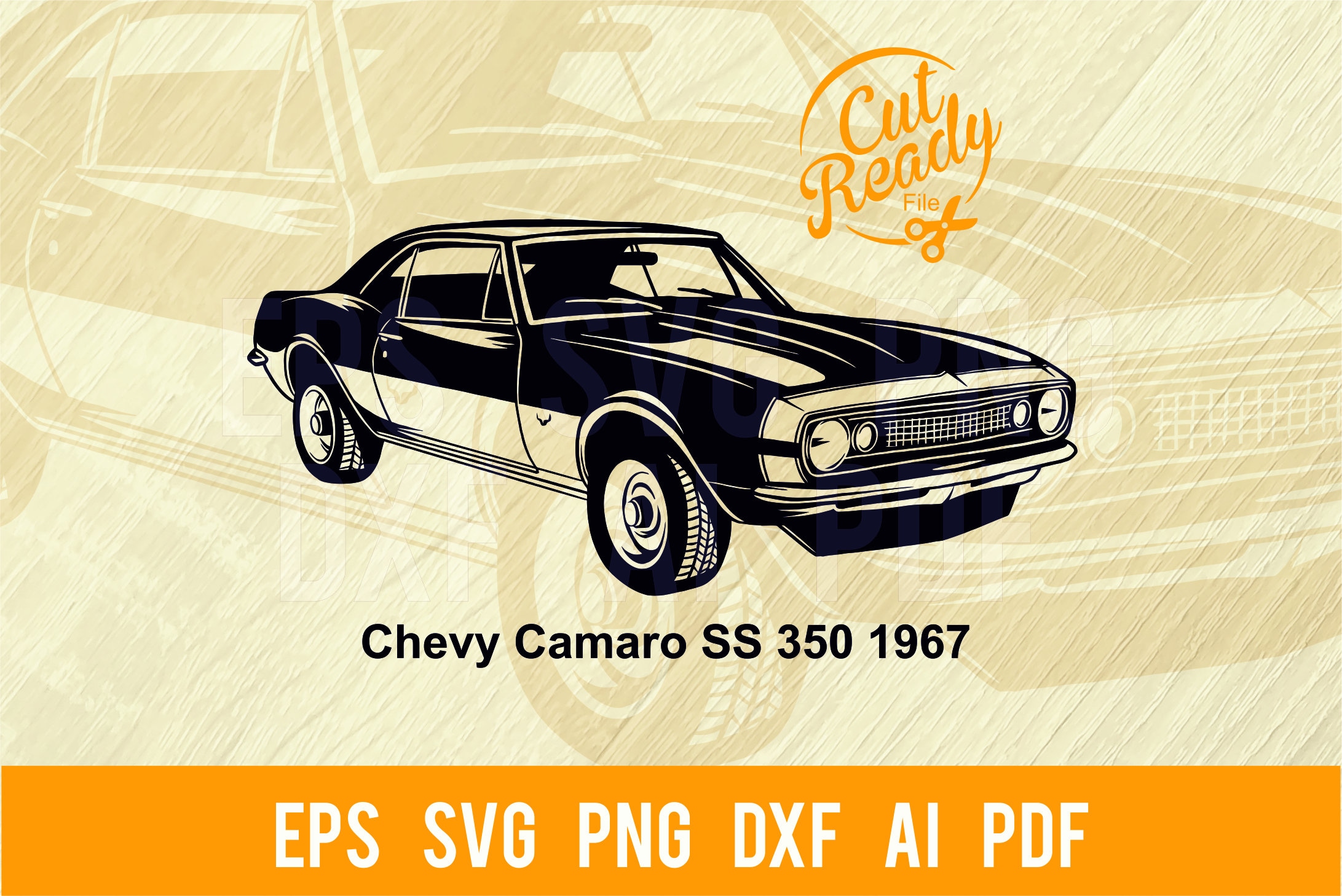 Chevy Camaro SS 350 1967 SVG | Classic Cars Svg| Cut Ready Clip Art ...