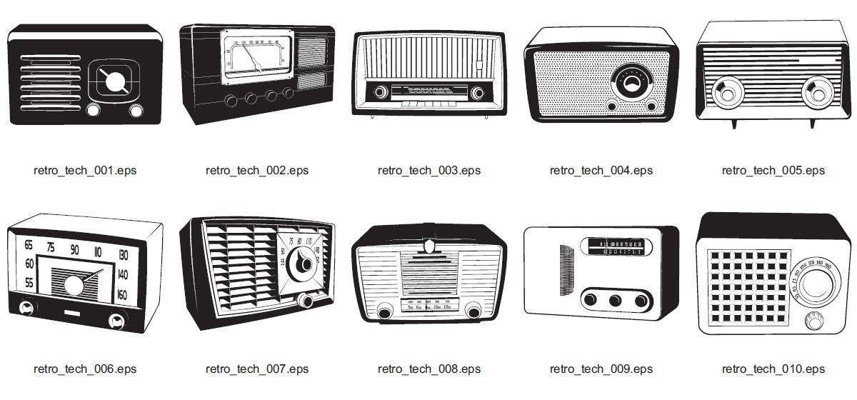 Retro Tech Clipart EPS/SVG/PNG - Etsy